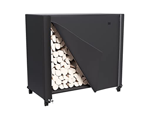 RitPin Firewood Rack Cover Outdoor 4 Feet Firewood Log Rack Cover Protector, Windproof, Waterproof Design, Protection and Storage for Wood,Black