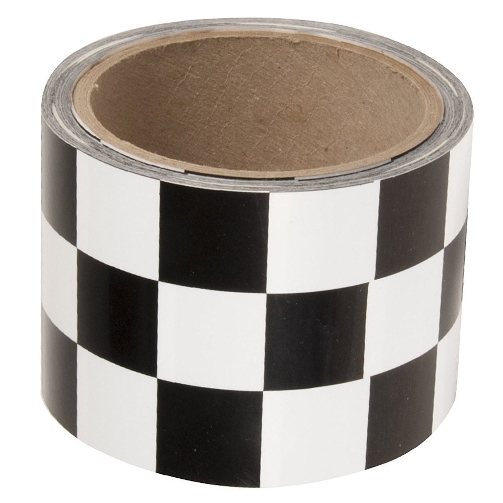 INCOM Manufacturing: 1 inch Square Pattern PVC Checkerboard Racing Laminated Safety Tape, 3 inch x 54 ft, Black and White – Indoor and Outdoor