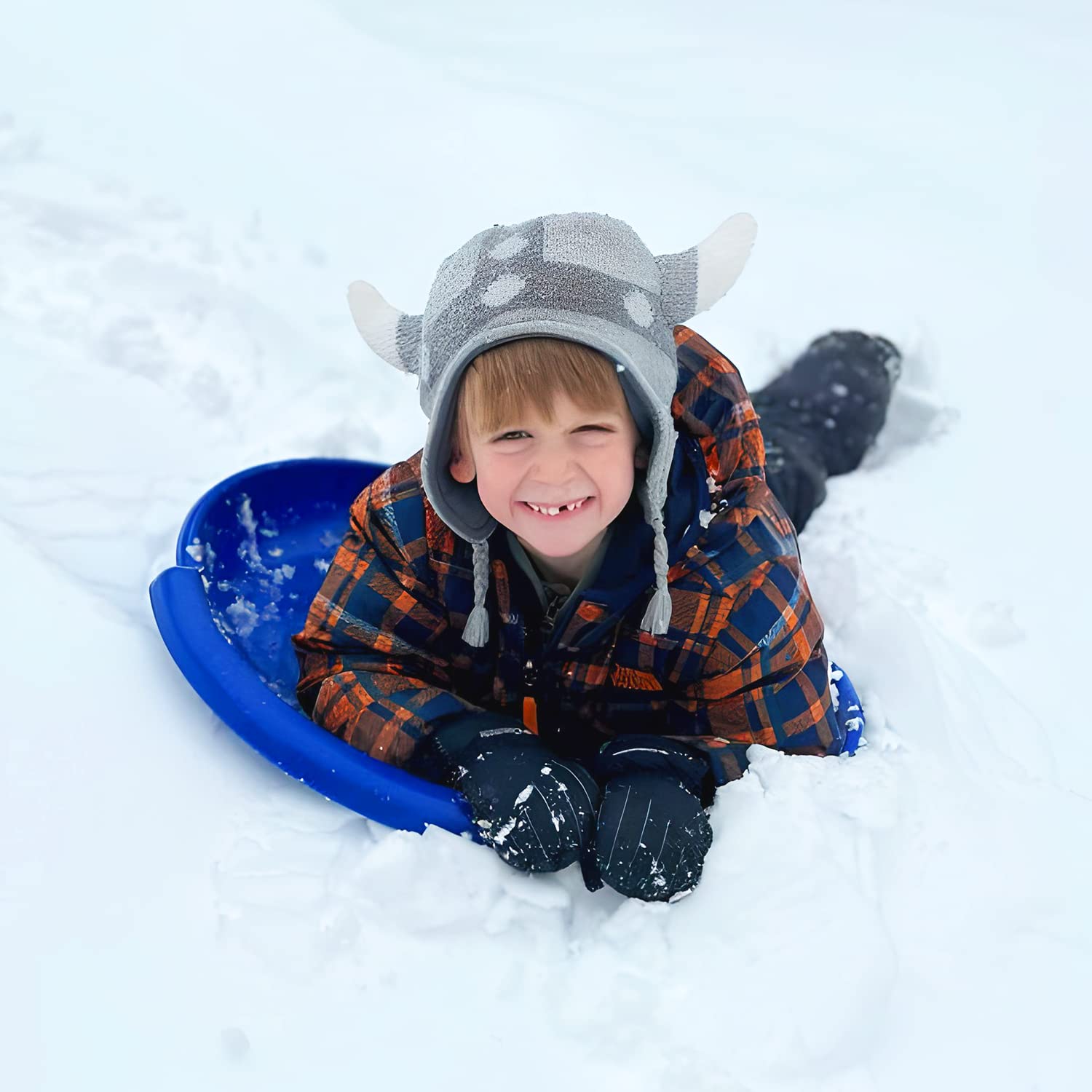 Plastic Saucer Sled with Pull Cord 2 Pieces – Snow Disc for Sledding – Round Snow Sled for Kids and Adults – Snow and Sand Outdoor Fun