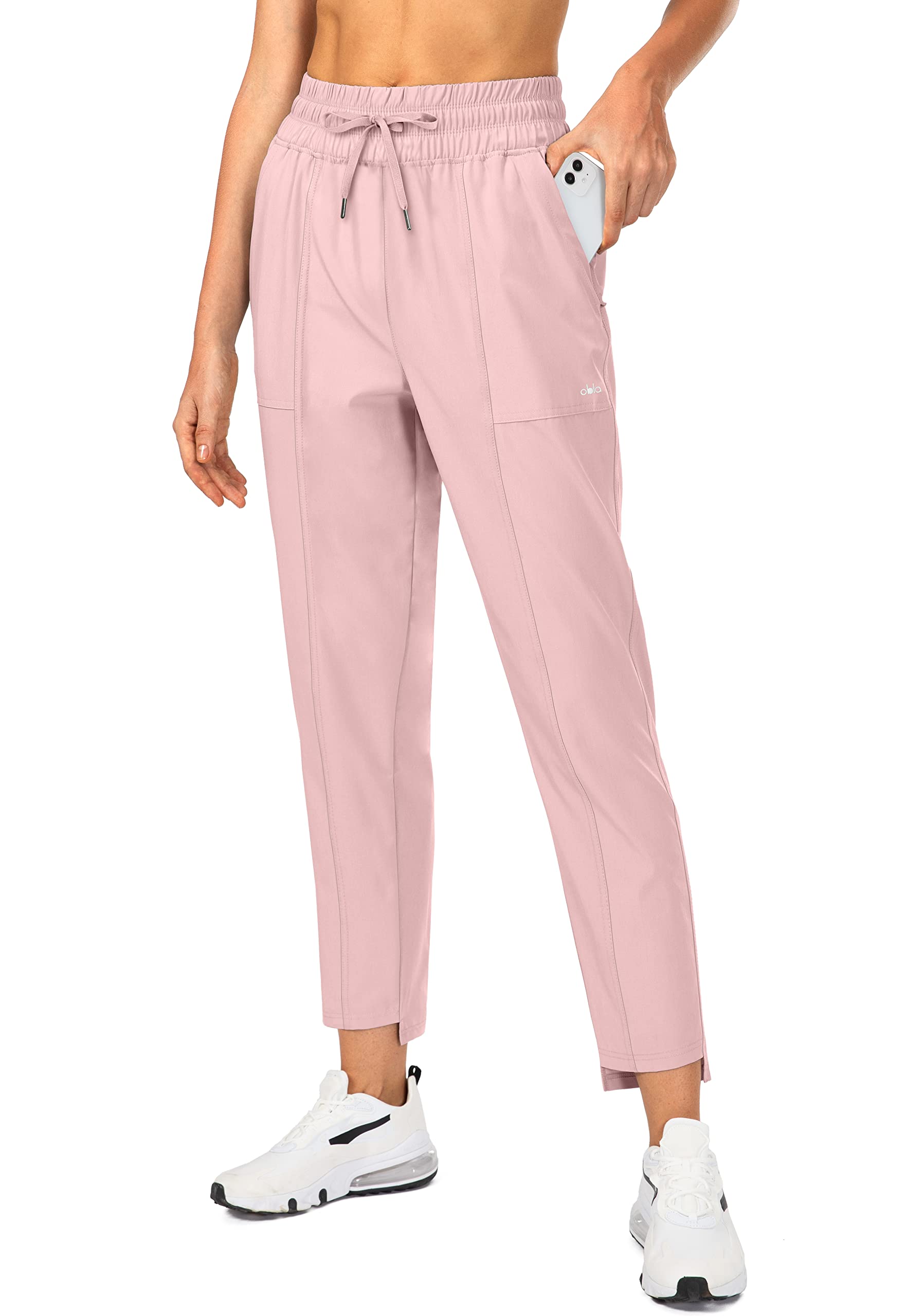 Obla Women's Lightweight Golf Pants with Zipper Pockets High Waisted Casual Track Work Ankle Pants for Women (Navy_L)