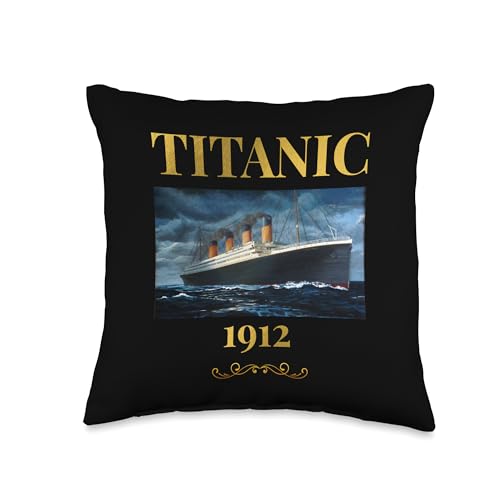Titanic Ship Designs Titanic 1912 Passenger Liner Cruise Ship Throw Pillow, 16x16, Multicolor