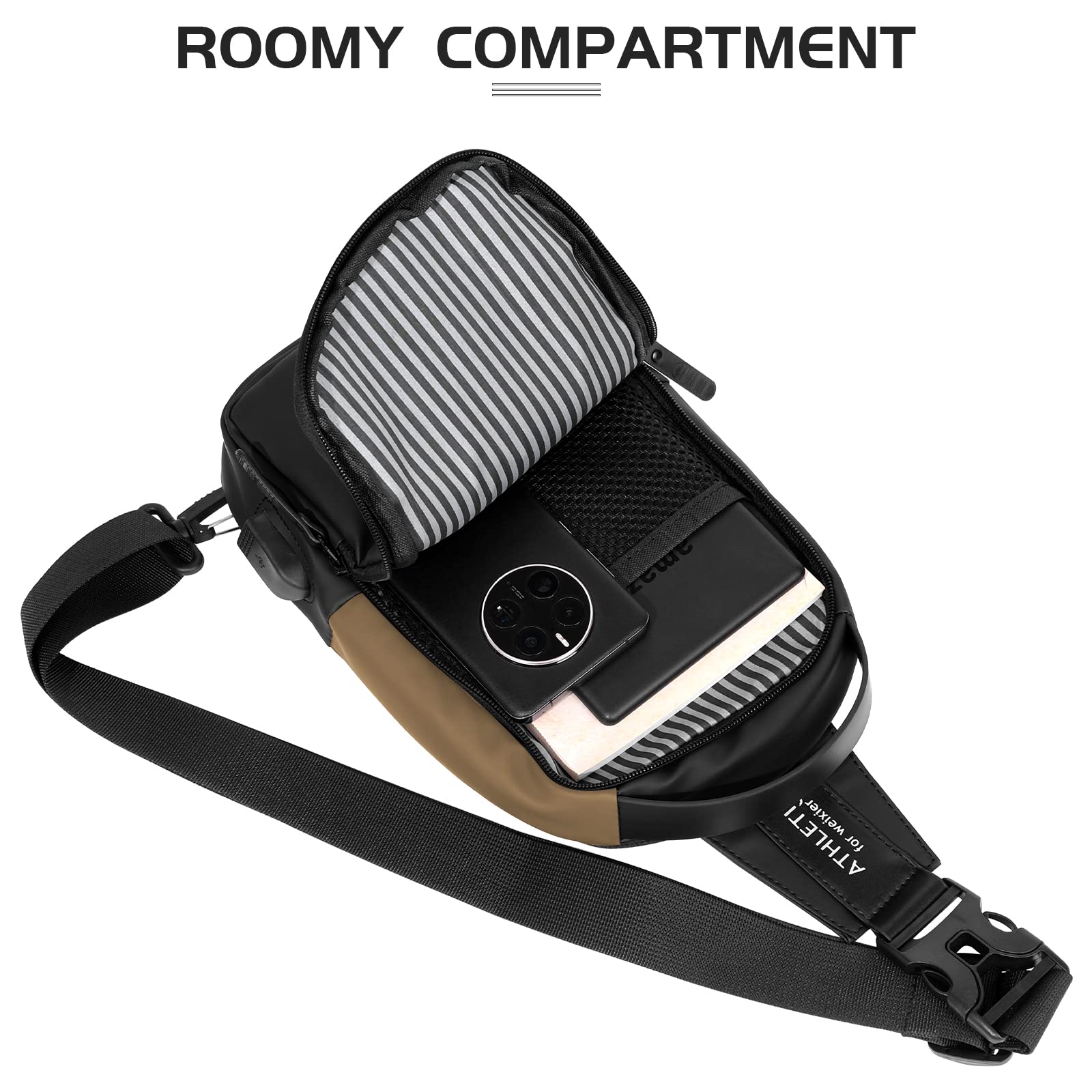Konelia Crossbody Sling Bag Men Backpack Shoulder Bag Waterproof Chest Bag Backpack for Hiking Walking Biking Travel Cycling