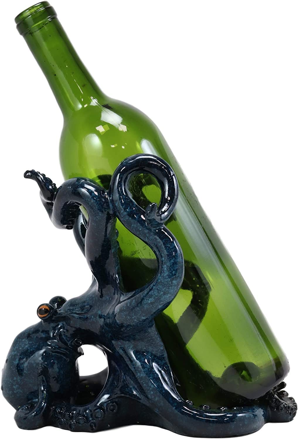 Octopus Wine Holder Figurine Countertop Bar Decor Octopus Sculpture Single Wine Holder (Blue)
