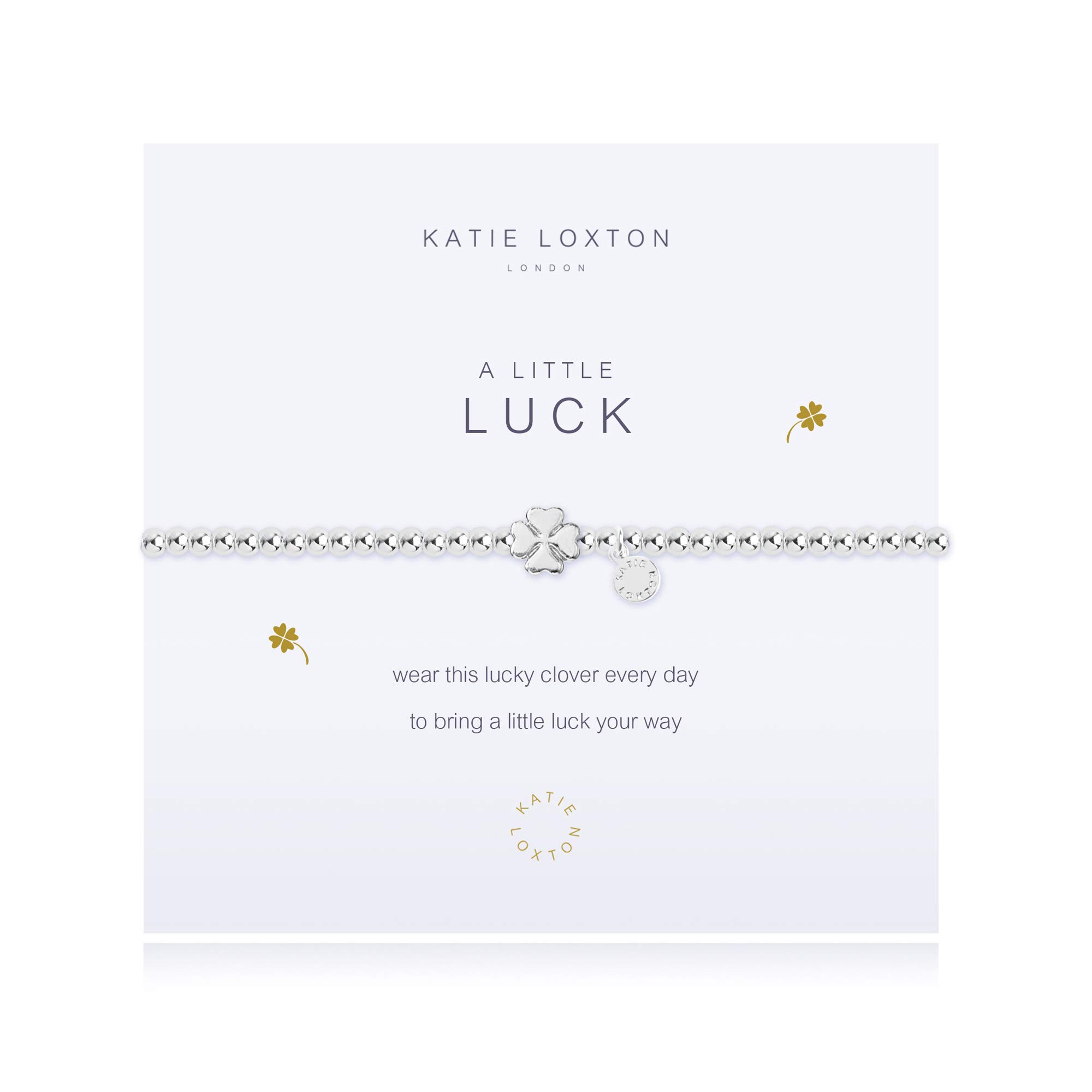 KATIE LOXTON A Little Luck Four Leaf Clover Silver Women's Stretch Adjustable Charm Bangle Bracelet