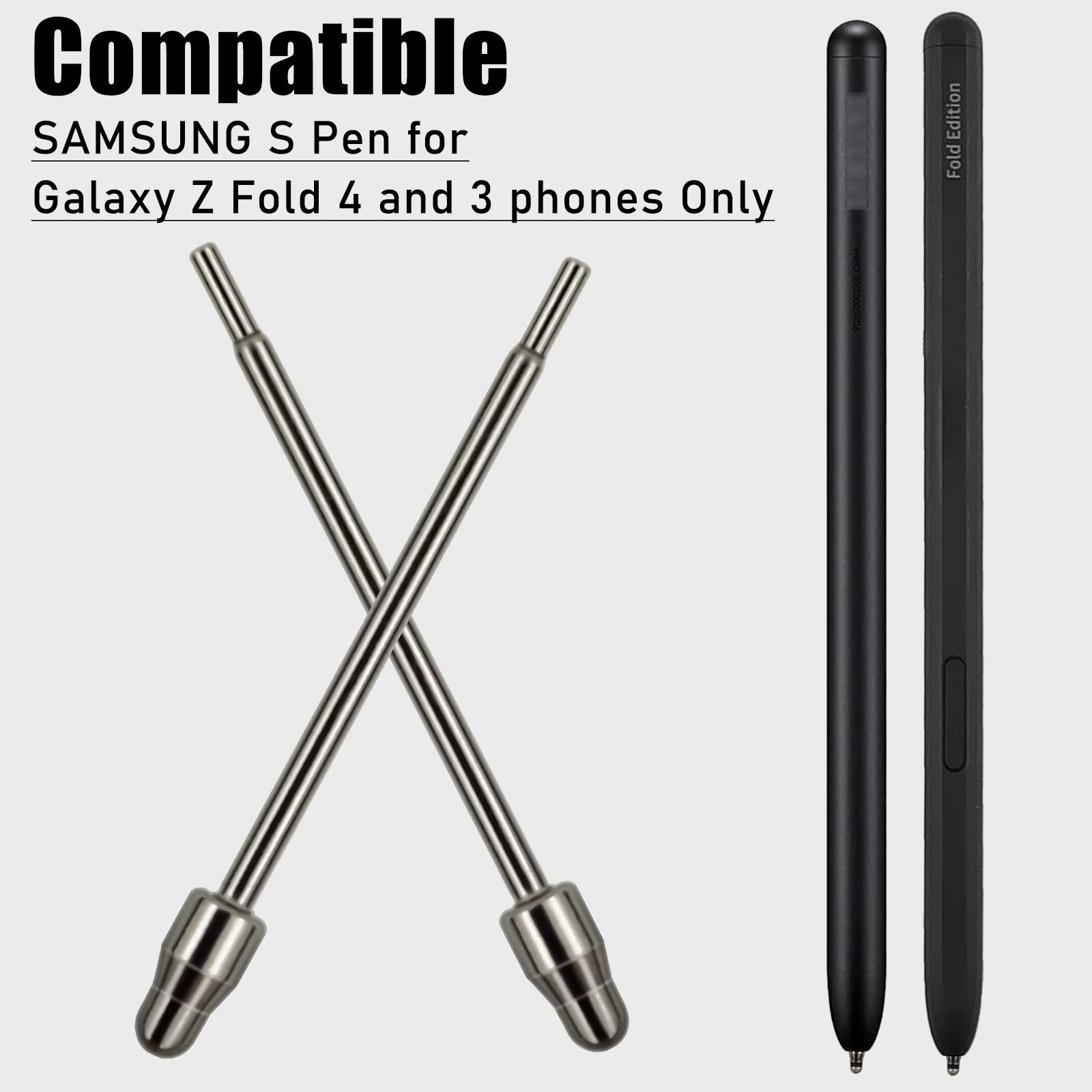 Upgraded Titanium Alloy Ball Pen Tips compatible with Samsung Galaxy Z Fold 3/4 S Pen Fold Edition Stylus Pen, No Wear Out Replacement Pencil Nibs fits for Z Fold 4/3 Phone,2 Pcs