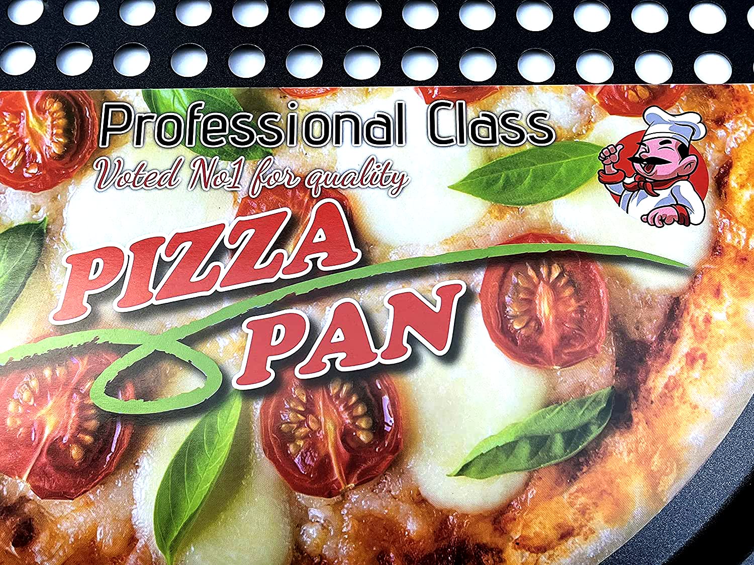 Pizza Pan with holes -Nonstick Carbon Steel Pizza Pan, Pizza pans,Pizza Tray Bakeware Perforated Round For Home Kitchen - PROFESSIONAL CLASS 32.5CM Diameter 12 3/4" INCHES with Fast Crisp Technology