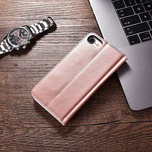 iPhone 7/8 Wallet Case, ICARERCASE iPhone SE Case 2020 Premium PU Leather Folio Flip Cover with kickstand and Credit Slots for Apple iPhone 7,iPhone 8, iPhone SE 2nd, iPhone SE 3rd 4.7 Inch(Rose Gold)