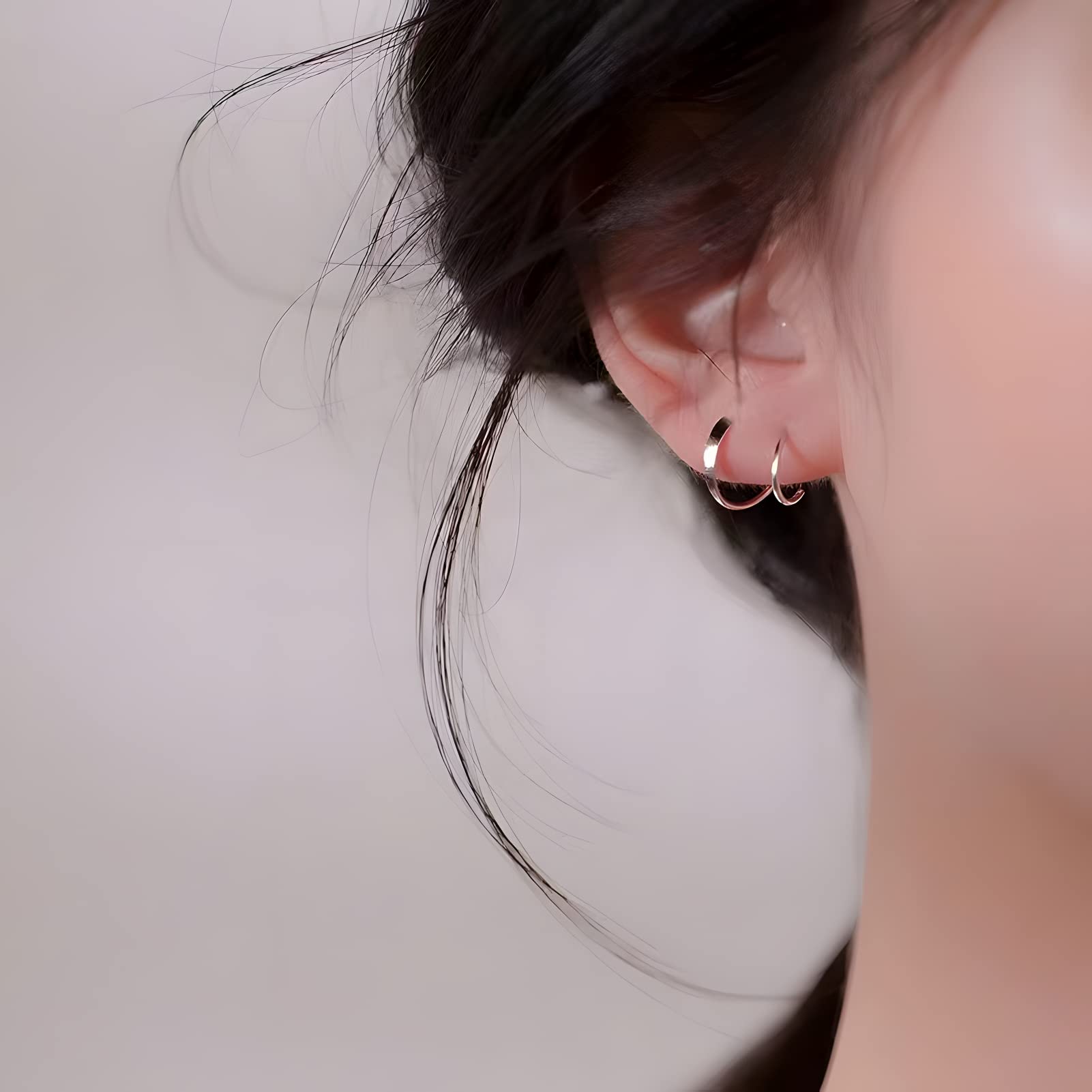 Linbiwer Spiral Hoop Twist Double Earrings Double Piercing Earring Cartilage Piercing 925 Silver Hoop Earrings For Women