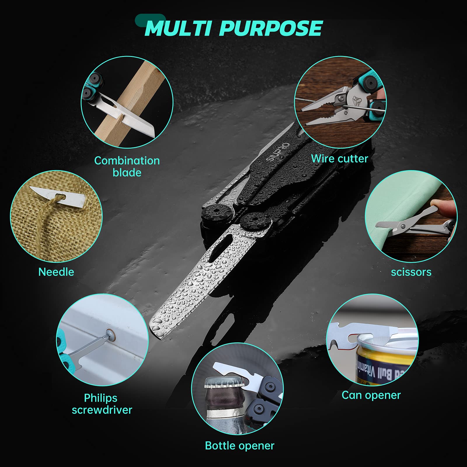 SIUPRO Multitool Pocket Knife, Multi Tool Pliers with Clip for Men and Women, Valentines Day Gifts for Him Boyfriend, Multipurpose Utility Tactical Scissors for Camping, Survival