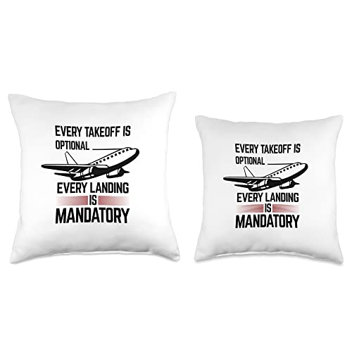 VG Designs Pilot Quote Airplane Every Takeoff is Optional Throw Pillow, 18x18, Multicolor