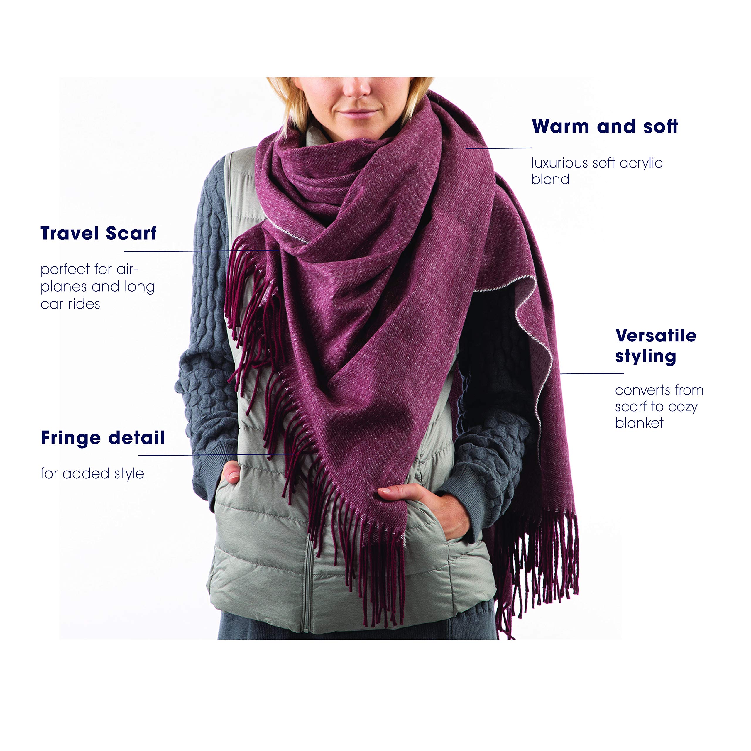 isotoner Women's Large Blanket Cold Weather Soft and Warm Travel Scarf