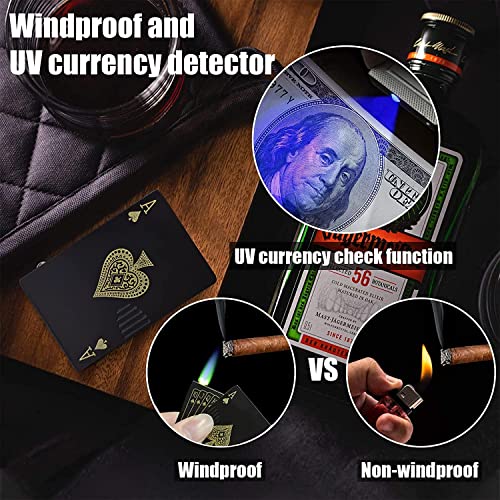 Jet Torch Lighter, Red Flame Ace Card Lighter Refillable Butane Playing Card Lighter, Exquisite Packaging, Windproof Lighters, Cool Lighter for Men, Candle, Camping, Birthday
