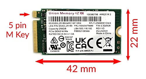 OEM Union Memory 256GB M.2 PCI-e NVME SSD Internal Solid State Drive 42mm 2242 Form Factor M Key