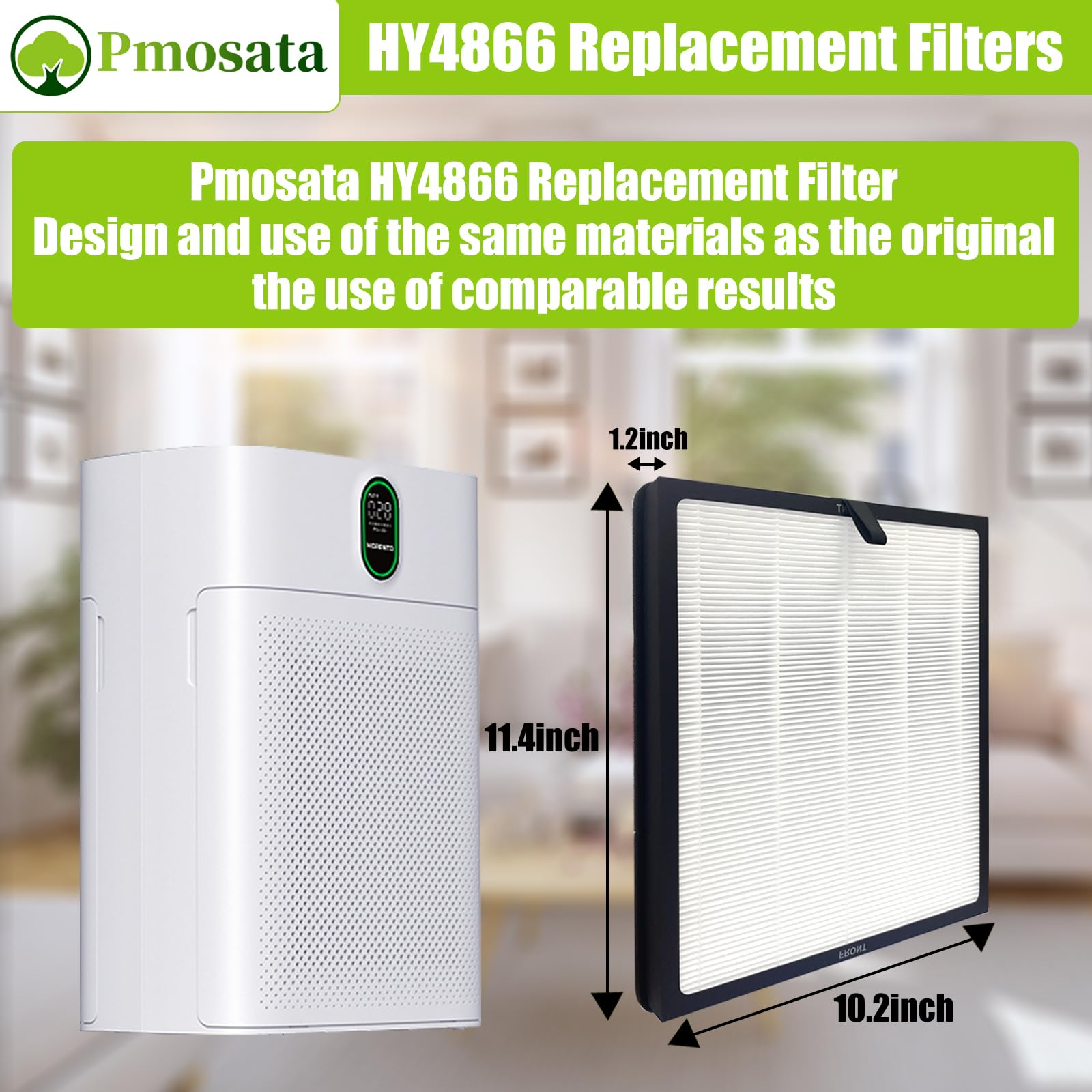 Pmosata 2 pack HY4866 Replacement Filter Compatible with MORENTO HY4866 Air Purifier and YIOU M1 Air Purifier,upgrade 2-In-1 H13 Ture HEPA Filter