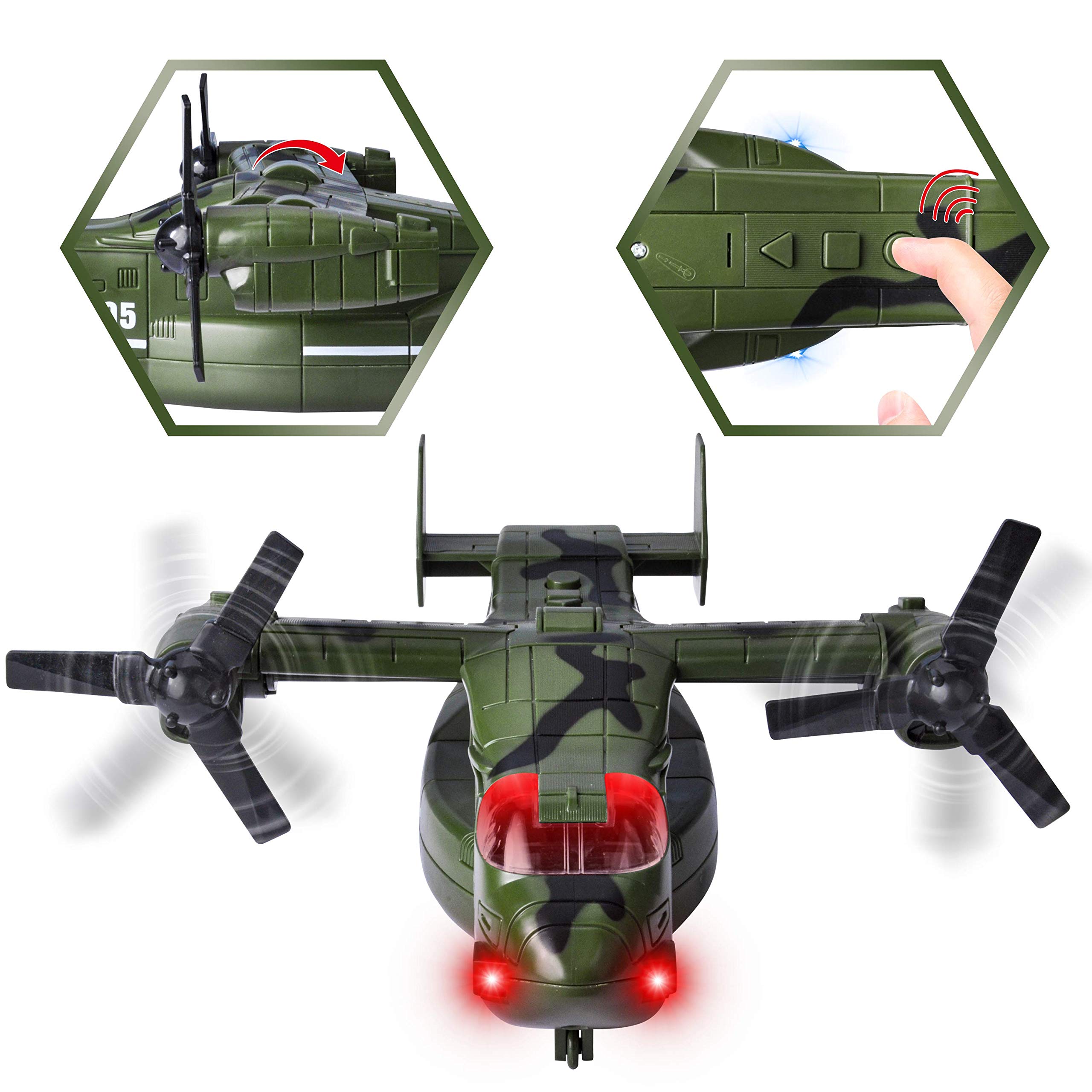 JOYIN 3 PC Friction Powered Military Helicopter Squadron Toy Set with Light and Sound Sirens