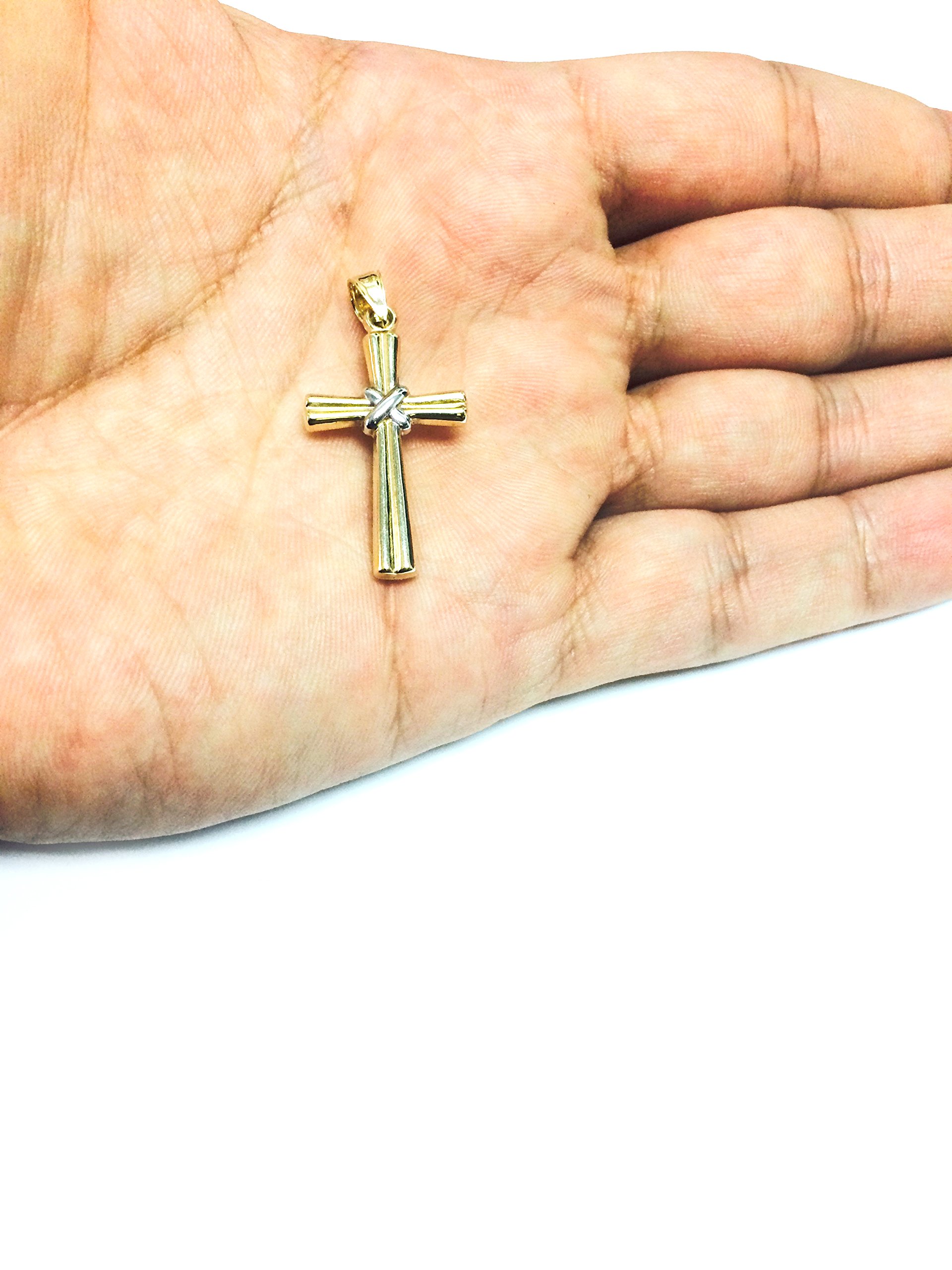 Jewelry Affairs 14k 2 Tone Gold Shiny Finish Cross Unisex Pendant