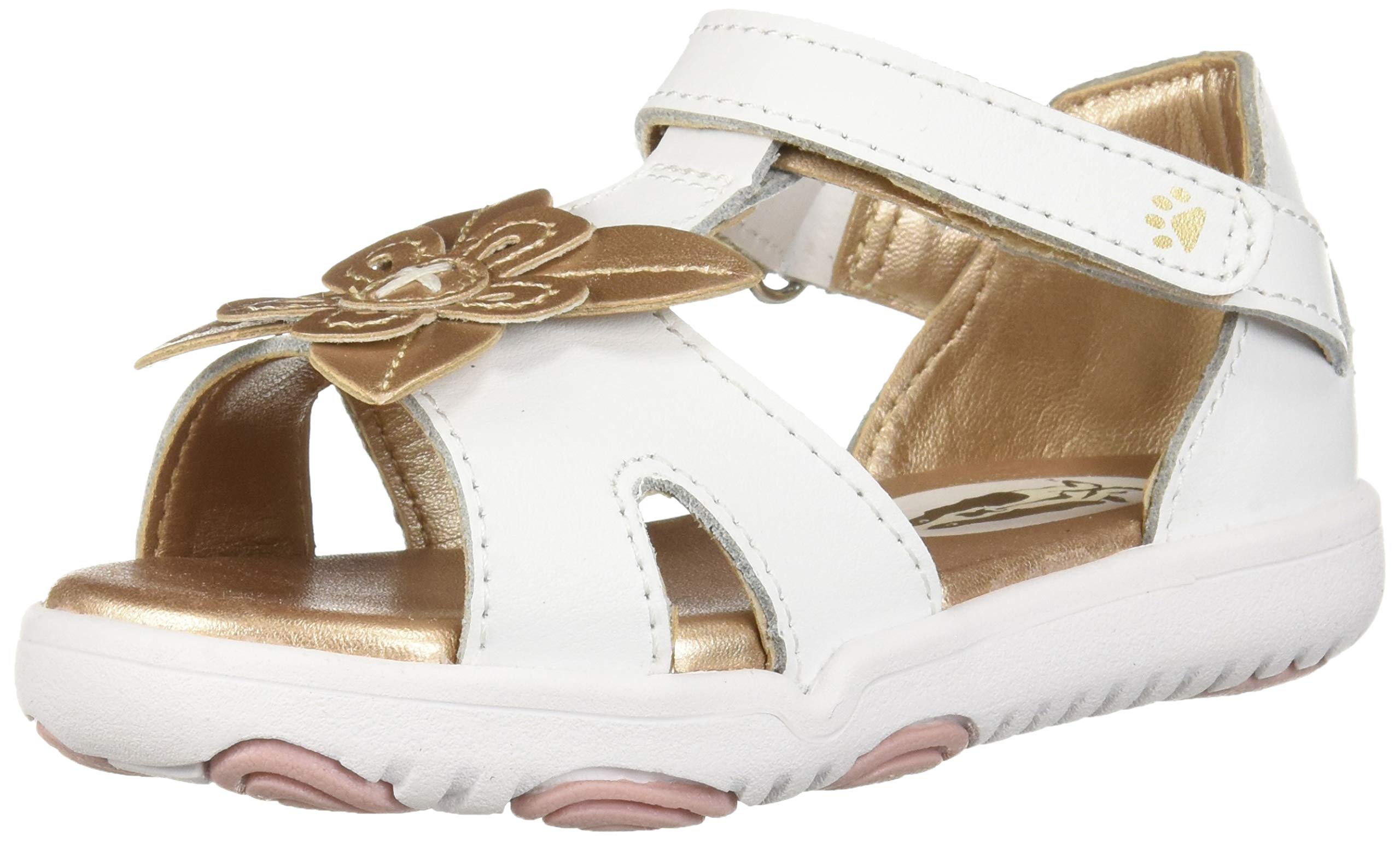 Hush Puppies Baby-Girl's Dixie Sandal, white, 095 Wide US Toddler