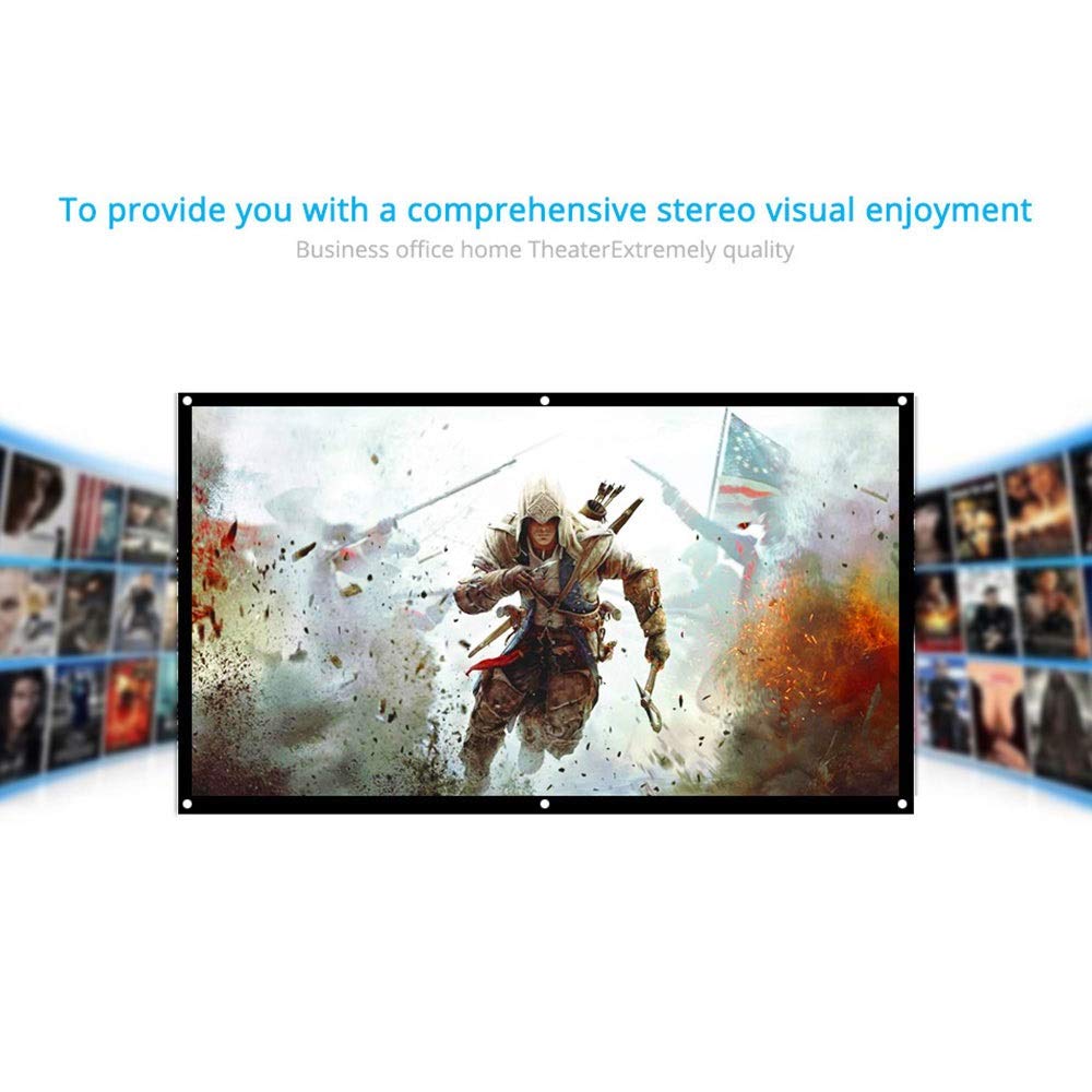 IULJH 60/72/84/100/120 inch Projector Screen 16:9 White Dacron Diagonal Video Projection Screen Wall Mounted for Home Theater Movie (Size : 84inch)