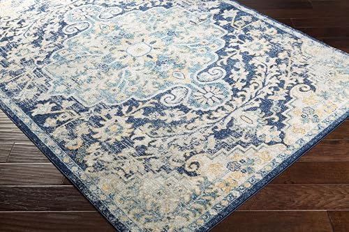 Livabliss Odelia Vintage Bohemian Area Rug,5'3" x 7'3",Navy/Sky Blue