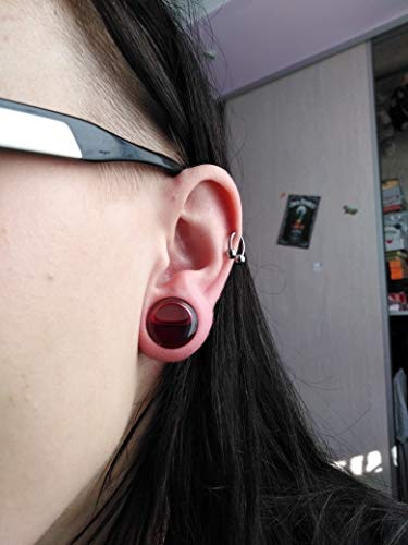 IPINK -2Pcs Acrylic Red Liquid Blood Double Flare Ear Plugs Tunnels Gauge 0g-1" (00 Gauge (10mm))