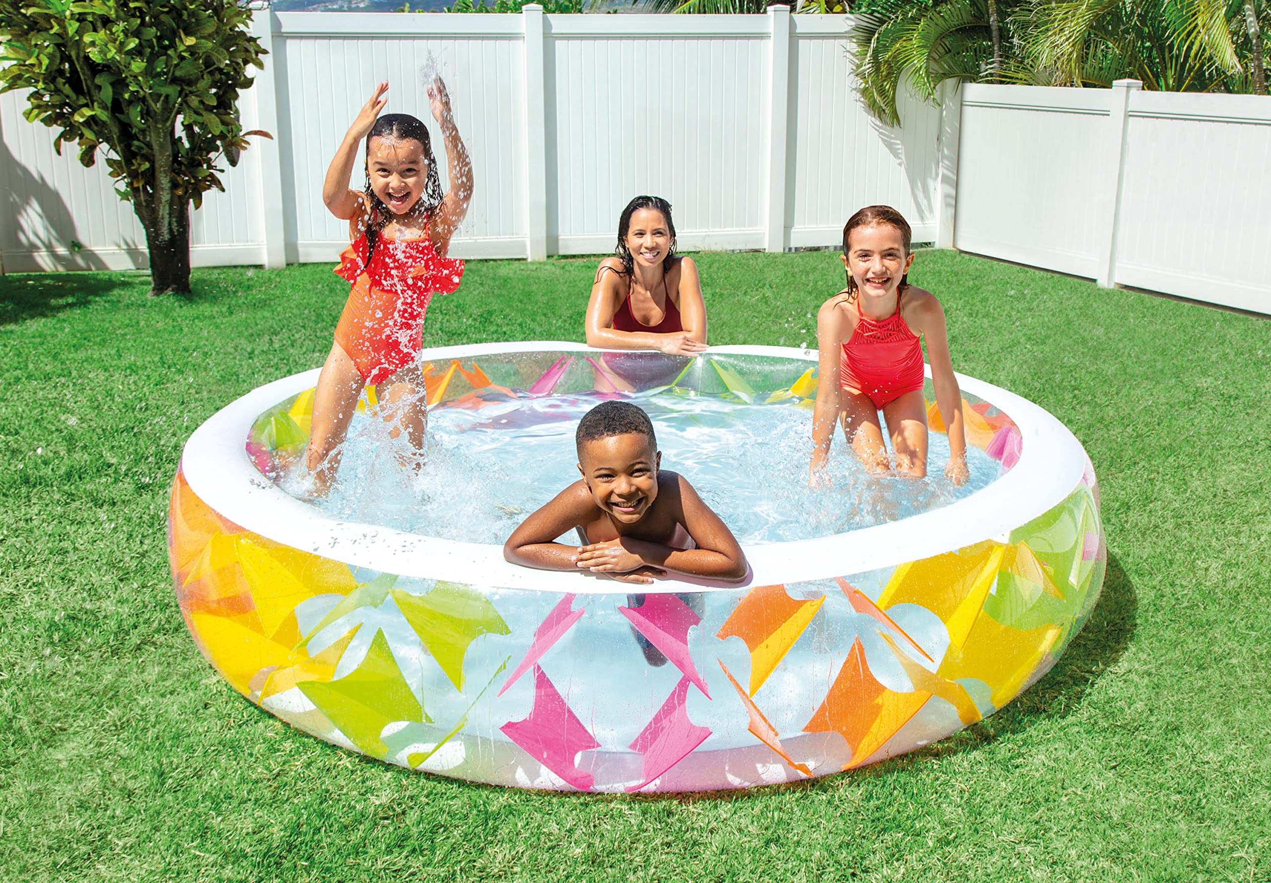 INTEX 56494EP Swim Center Inflatable Pinwheel Pool: 222 Gallon Capacity – 90" x 22"