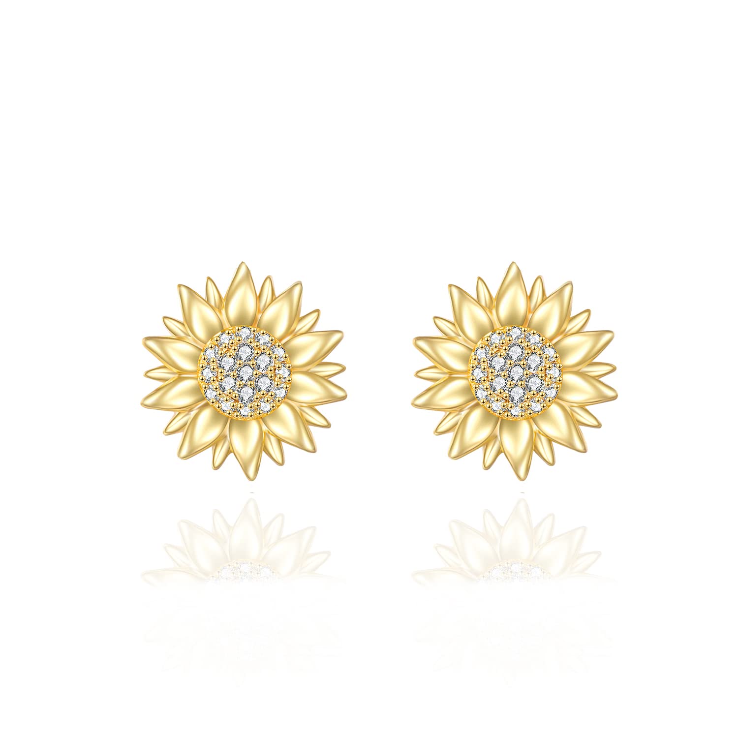KECHO 14k Gold Sunflower Earrings for Women, Gold Flower Stud Earrings Jewelry Gifts for Her (Sunflower Earrings)