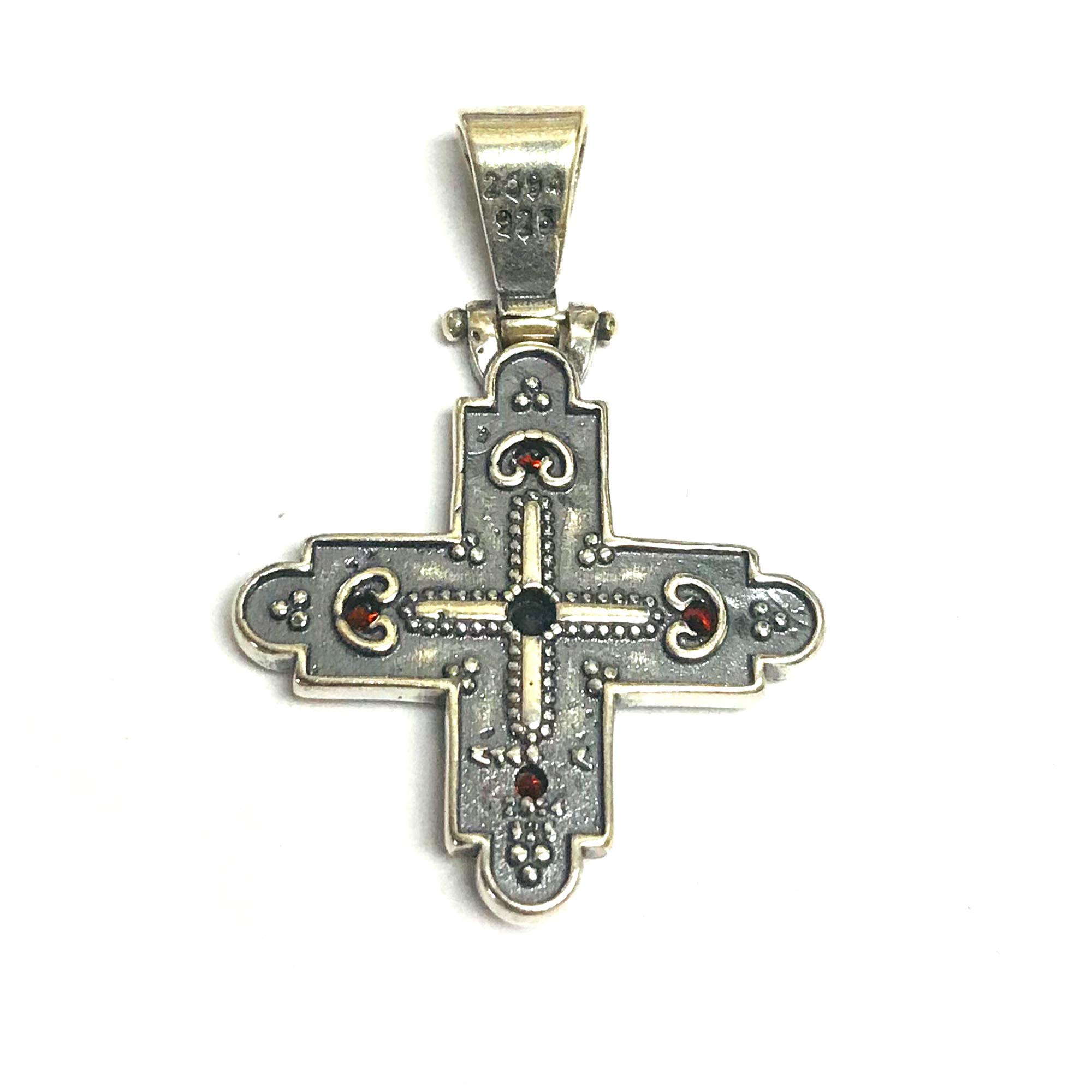 Jewelry Affairs Oxidized Sterling Silver Byzantine Style Cross Pendant