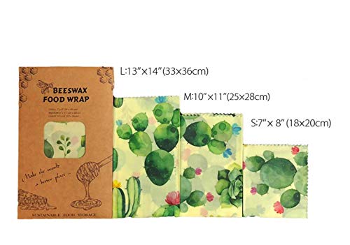 VOVOLO (Lemon Print 3 Size S/M/LReusable Beeswax Food Wraps Eco Friendly Wrappers Sustainable Plastic Free Food Storage Washable Bowl Covers Sandwich Wrappers