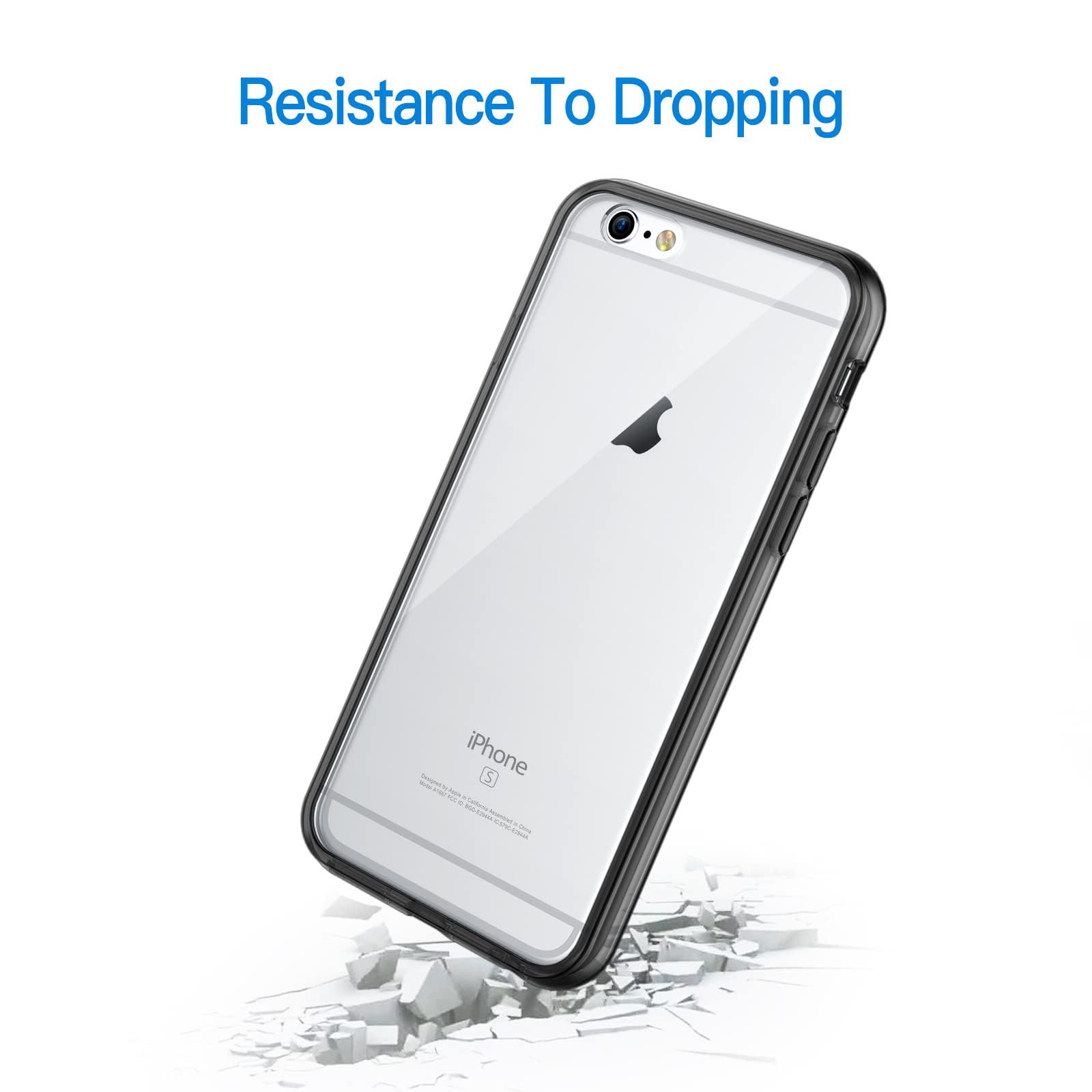 JETech Case for iPhone 6 Plus and iPhone 6s Plus 5.5-Inch, Non-Yellowing Shockproof Phone Bumper Cover, Anti-Scratch Clear Back (Gray)