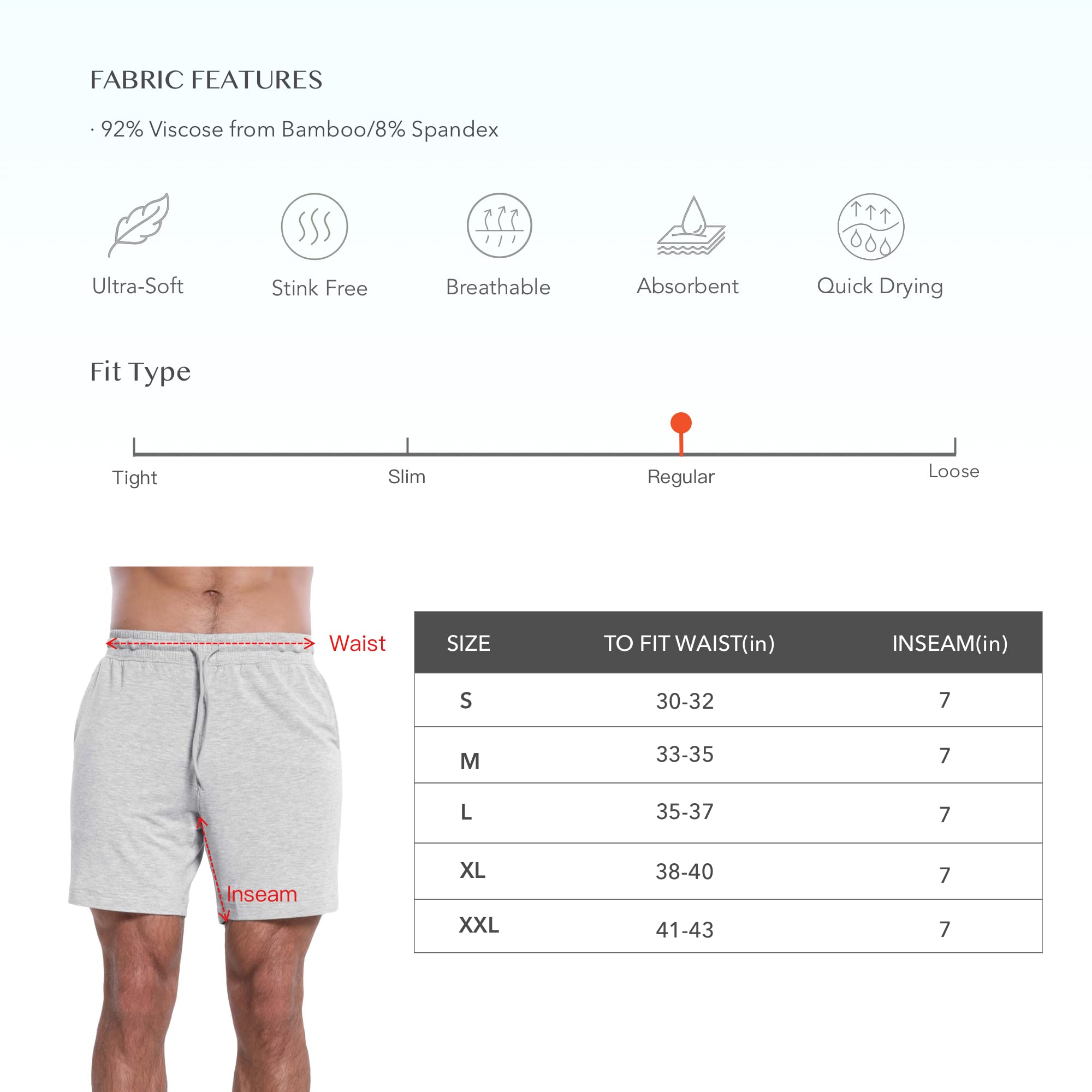 netdraw Men's Ultra Soft Bamboo Viscose Sweat Shorts 7'' Athletic Gym Jogger Workout Shorts with Pockets(Pine, Medium)