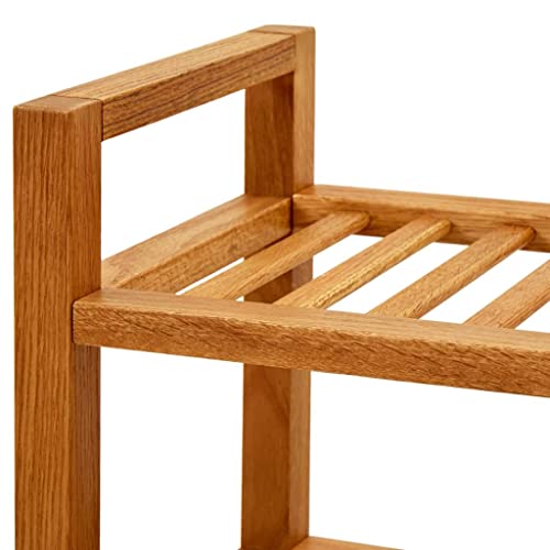 vidaXL Solid Oak Wood Shoe Rack, Rustic Farmhouse Decor, 5 Shelf Organizer, Compact and Portable Storage Space, Brown