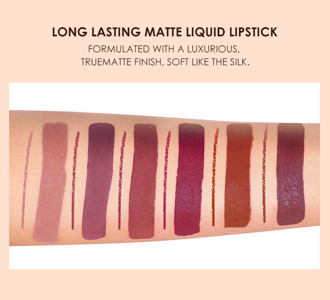 URQT 12pcs Lip Liner and Lipstick Makeup Set, 6 Velvety Matte Liquid Lipsticks + 6 Matching Smooth Lip Liner One Step Lips Makeup Kits Waterproof Long Lasting Matte Lipstick Gift Set (Set B, 12)