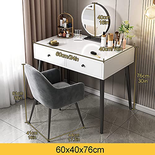 Insiy Vanity Desk with Drawers and Touch Screen Dimming Mirror Vanity Table Elegant Makeup Table for Bedroom Dressing Table with Chair
