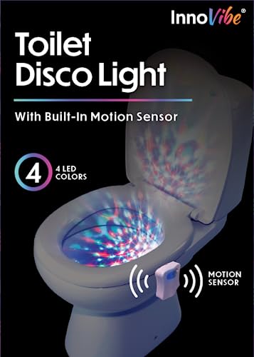 Toilet Disco Light, motion activated, turn your late night-light bathroom into an awesome experience, 4 awesome disco lights to optomize your fun, bathroom accessory, great for gifts, coolest toilet