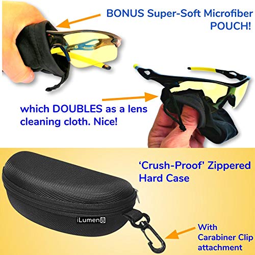 iLumen8 HD Night Driving Glasses- Anti Glare Polarized Night Vision Reduce Eye Strain Men Women (High Definition) Amber Yellow