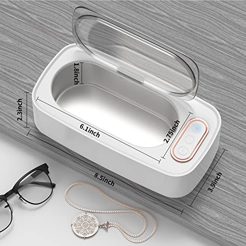 Ultrasonic Jewelry Cleaner, Professional Glasses Cleaning Machine 47kHz Ultrasonic Cleaner for Jewelry, Diamond Ring, Earring, Watches, Eyeglasses, Braces,ect