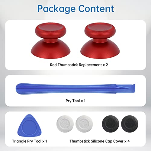VRbrother 2Pcs Replacement Rocker Metal Analog Joystick Thumbstick Mushroom Caps Repair for Meta oculus quest 2 (red)
