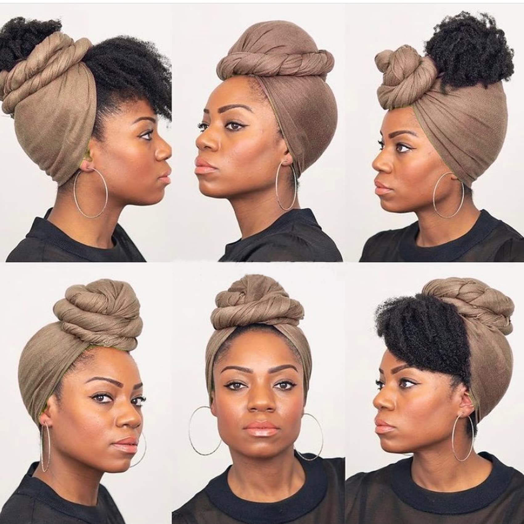 Jelyne 6 Packs Headwraps for Black Women Long Stretch Jersey Head Wrap Hair Scarf Solid Color African Fashion Headwrap