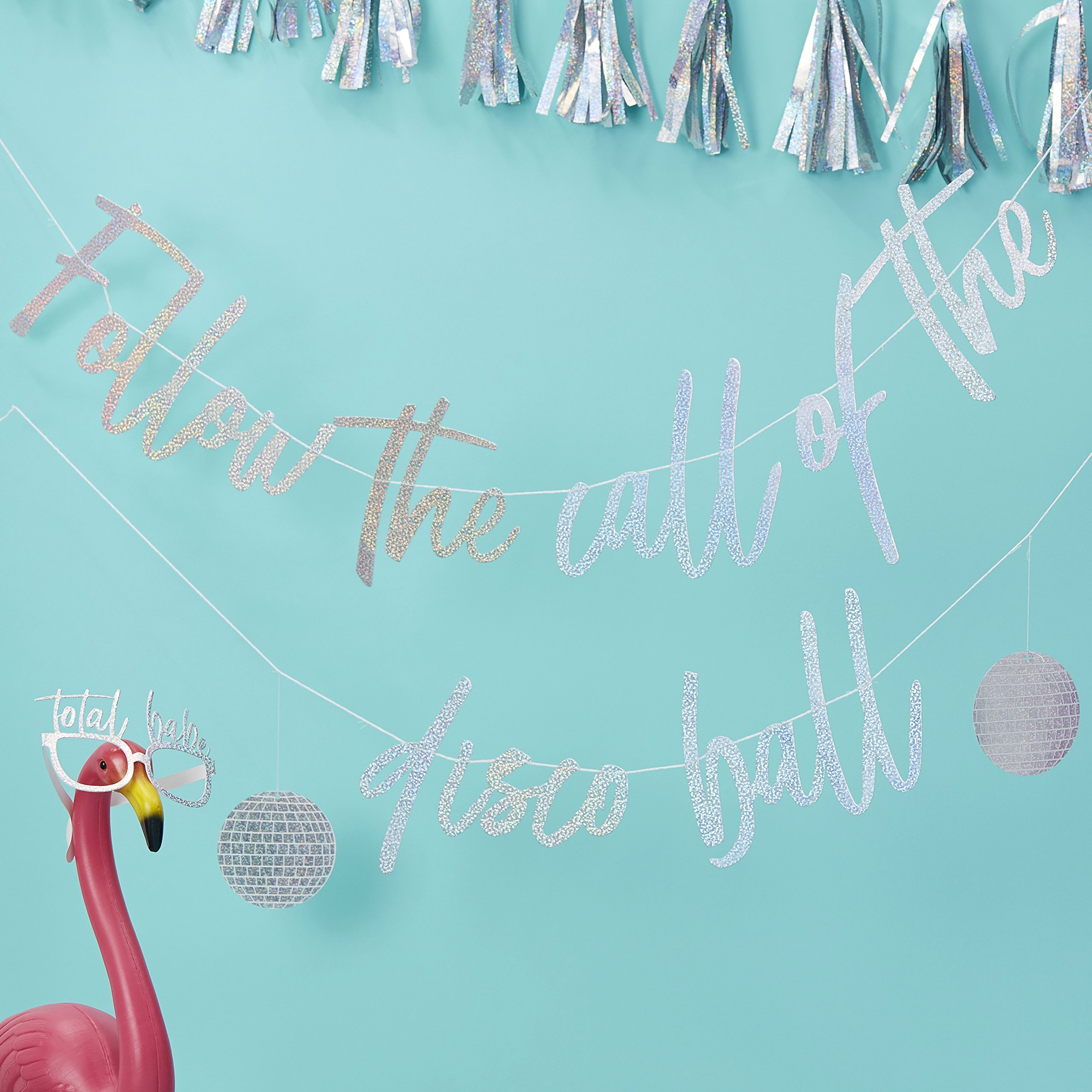 Iridescent Foiled Disco Ball Silver Backdrop - 3 metre