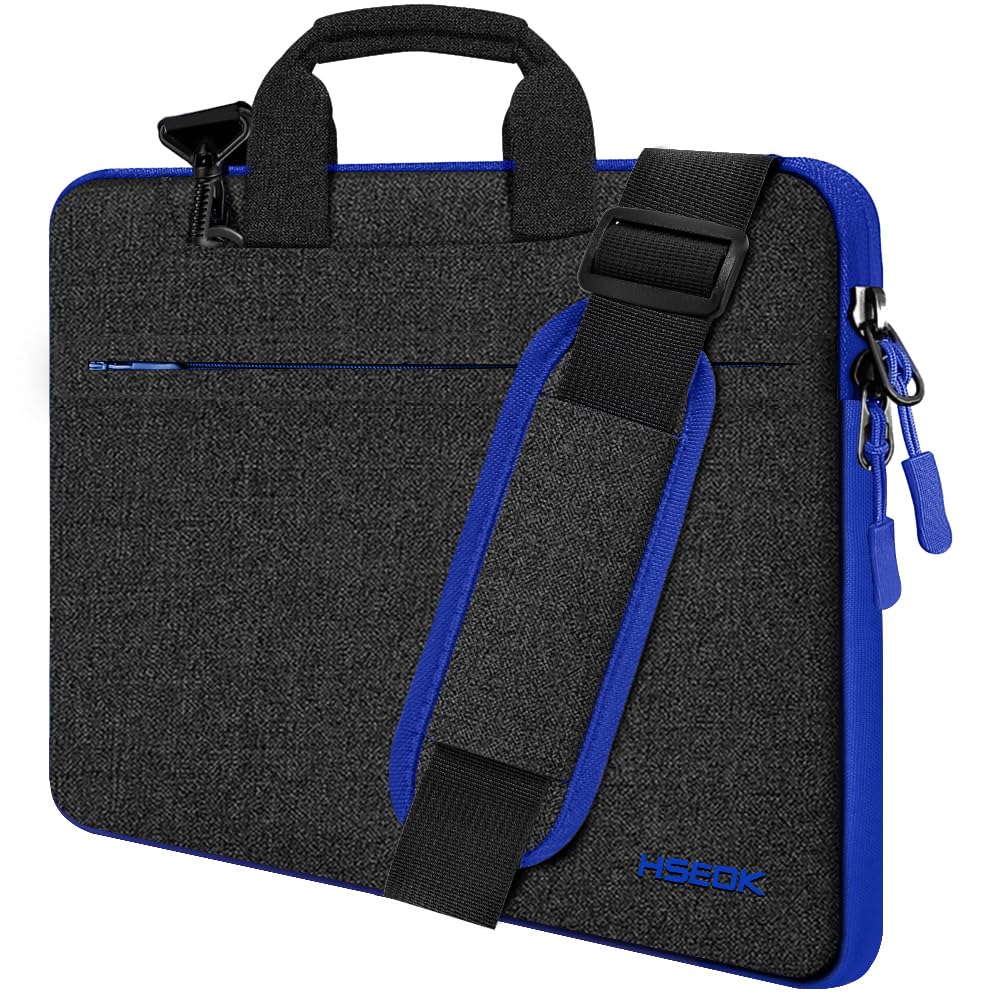 Hseok Laptop Shoulder Bag 13 13.3 14 Inch Case Compatible with MacBook Pro 14 2023-2021 M1 M2,MacBook Air/pro 13-13.3 Inch and Most Popular 13-14 Notebooks,Spill-Resistant Briefcase, Black & Blue