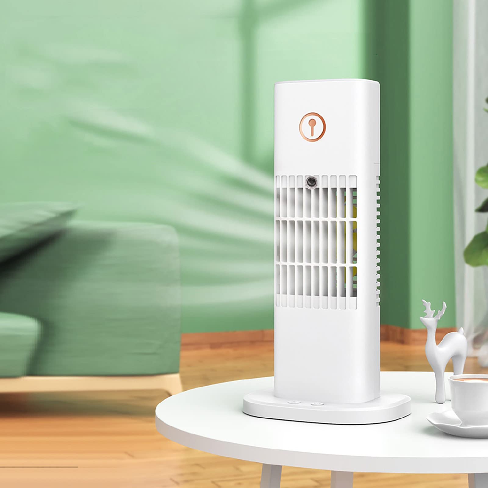 Portable Mini Air Conditioner Cooler Fan - USB Charging Humidifying Spray Cooling Desktop with 3 Wind Speeds - Quiet Desk for Bedroom Home Office Kitchen (White), 139.7x109.69x274.5mm