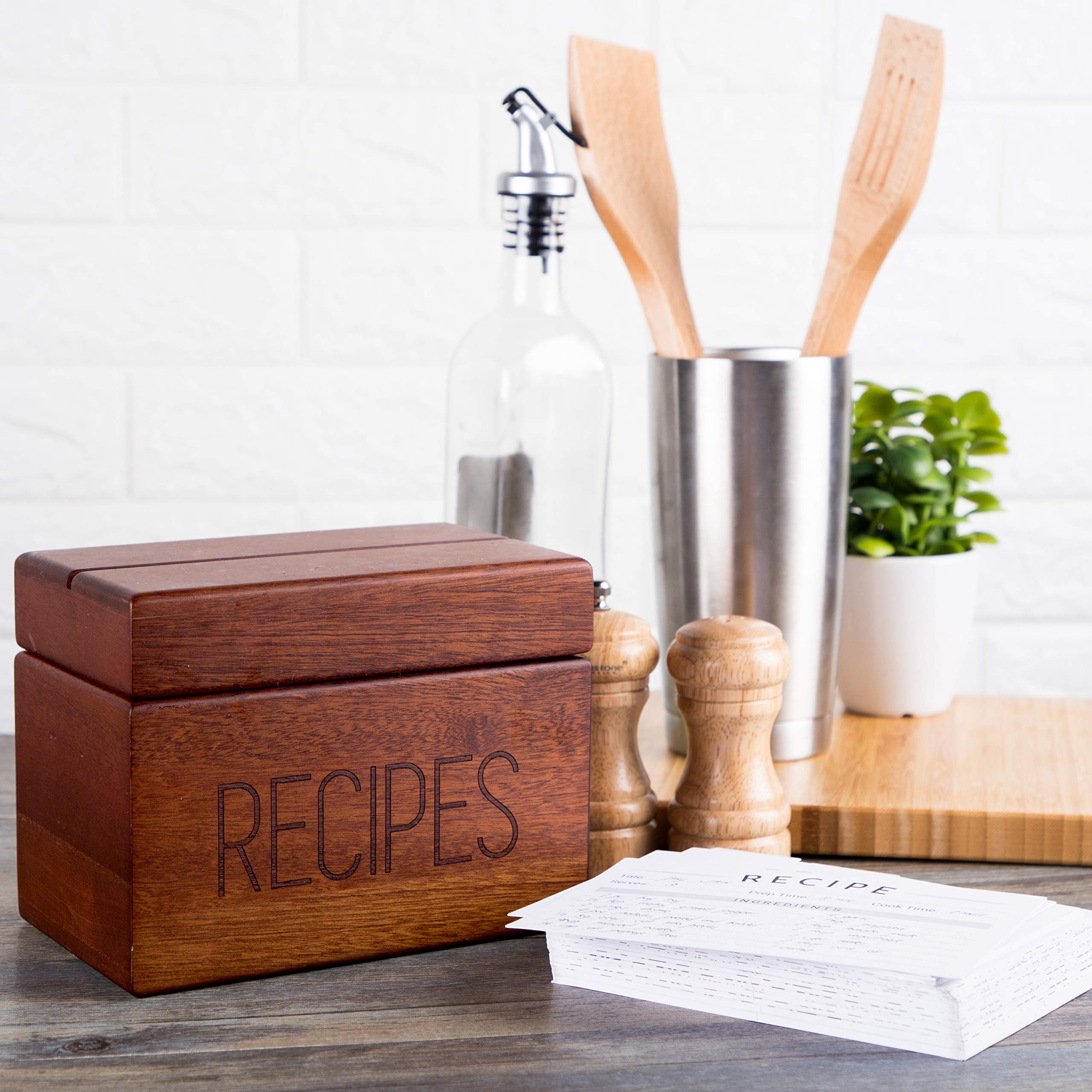 Modern Recipe Cards (Set of 60) - 4x6β Double Sided Premium Thick Card Stock w/Bonus Measuring Chart and PVC Card Protector (4 x 6 inches)
