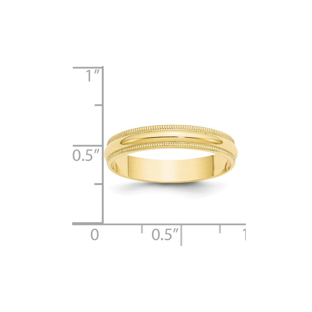 Jewelry Pilot 10K Yellow Gold 4mm Lightweight Milgrain Half Round Domed Wedding Band - Size 10