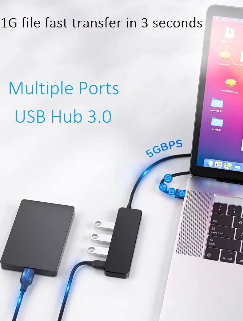 USB 3.0 Hub 4-Port 5Gbps, JUEJUEZI USB Splitter Expander for MacBook, Laptop, Xbox, Flash Drive, HDD, Console, Printer, Camera, Keyborad, Mouse, Windows 10/8, Linux, 1m/3.3ft