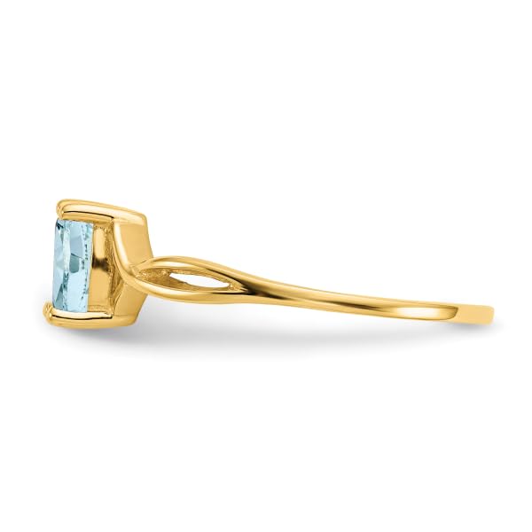 IceCarats 10K Yellow Gold Blue Aquamarine Ring Gemstone Band March Birthstone Jewelry Size 7.00