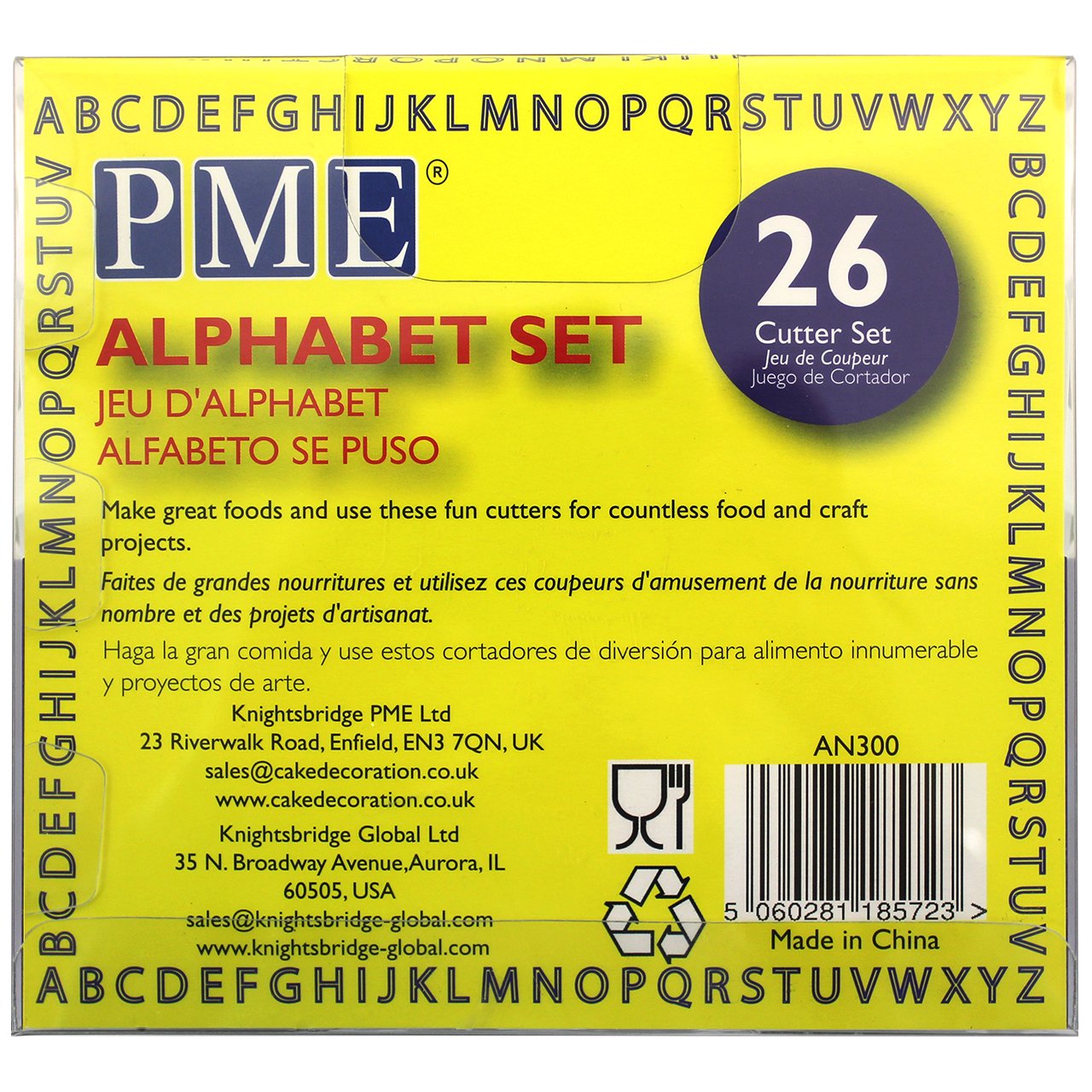 PME Alphabet Cutters, for Sugarcraft and Cake Decorating, Set of 26