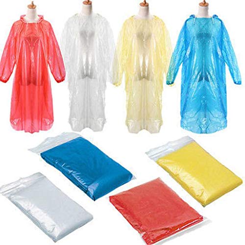 HTDBKDBK 10 Pack Disposable Adult Waterproof Rain Coat Poncho Hiking Camping Drawstring Hood Raincoat Unisex(Free Size, Random) (Multicolor)