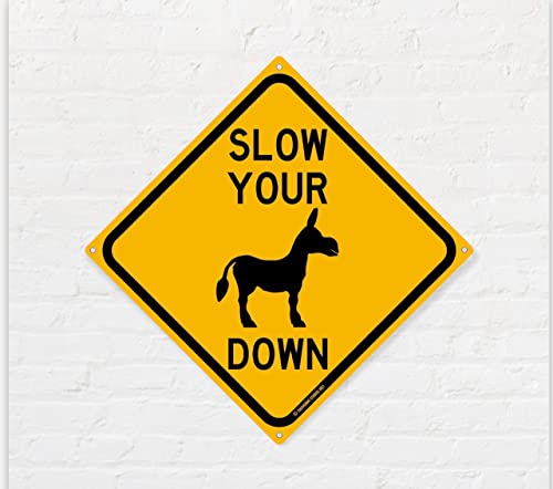Slow Your Ass Down 12" x 12" Funny Tin Road Sign Driver and Motorist Alert Protect Neighborhood Children Home Decor