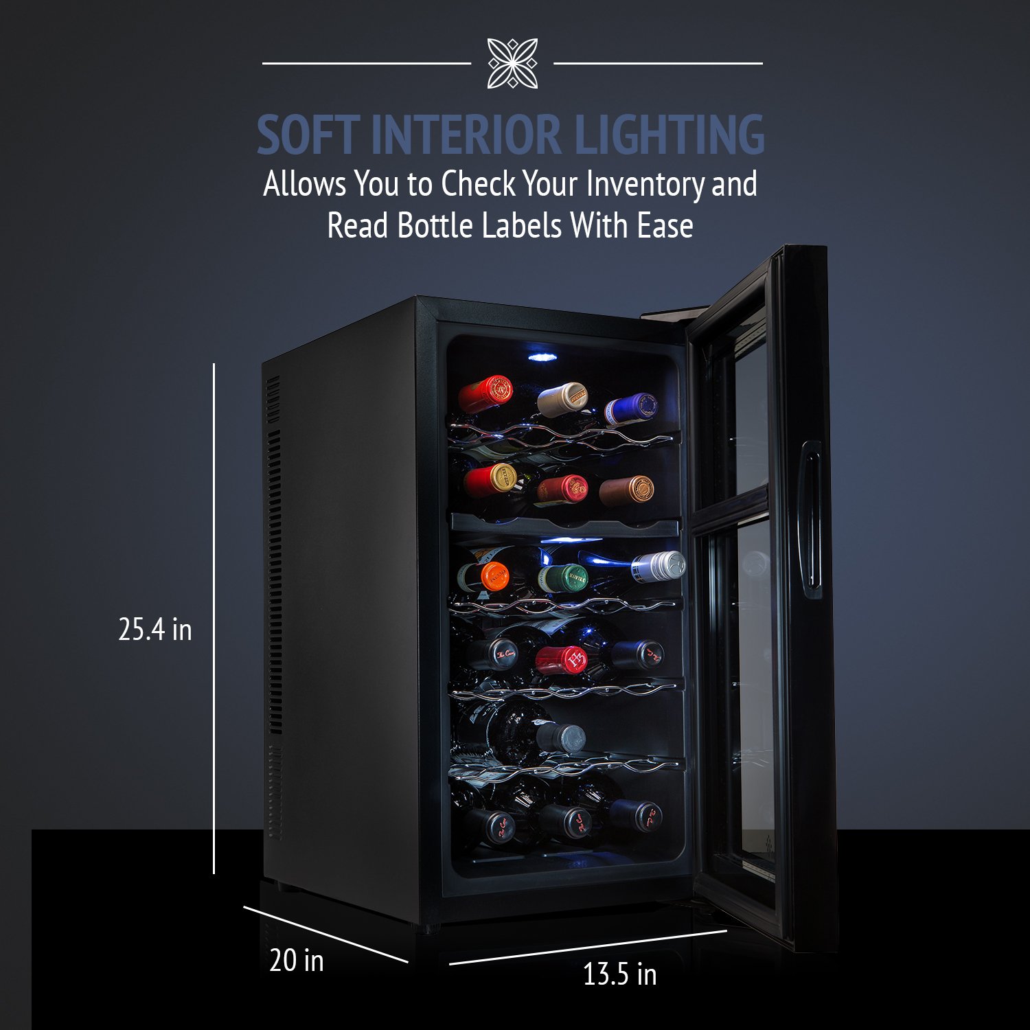 Ivation 18 Bottle Dual Zone Thermoelectric Red & White Wine Cooler/Chiller Counter Top Wine Cellar with Digital Temperature Display, Freestanding Refrigerator Smoked Glass Door Quiet Operation Fridge