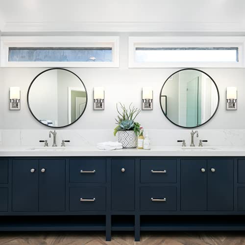 MOTINI 1-Light Bathroom Vanity Light Fixture Wall Sconce Lighting Brushed Nickel Finish with Tube Frosted Glass